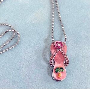 Jewelry | Flip Flop Pendant Necklace With Rhinestone Detail And Beaded ...
